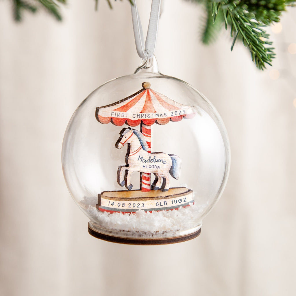 Layered Carousel First Christmas Baby Details Bauble – No Ordinary Gift