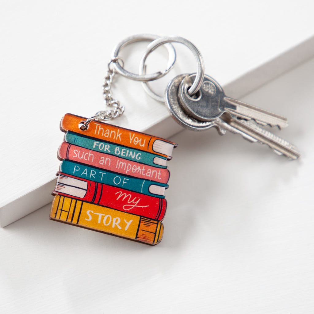 Stack of Books Thank You Teacher Keyring – No Ordinary Gift