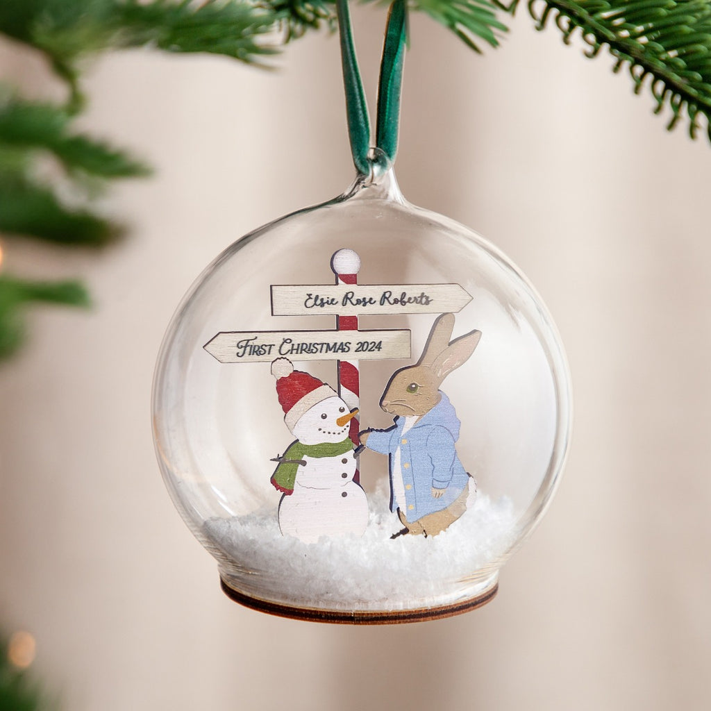 Rabbit & Snowman First Christmas Bauble – No Ordinary Gift