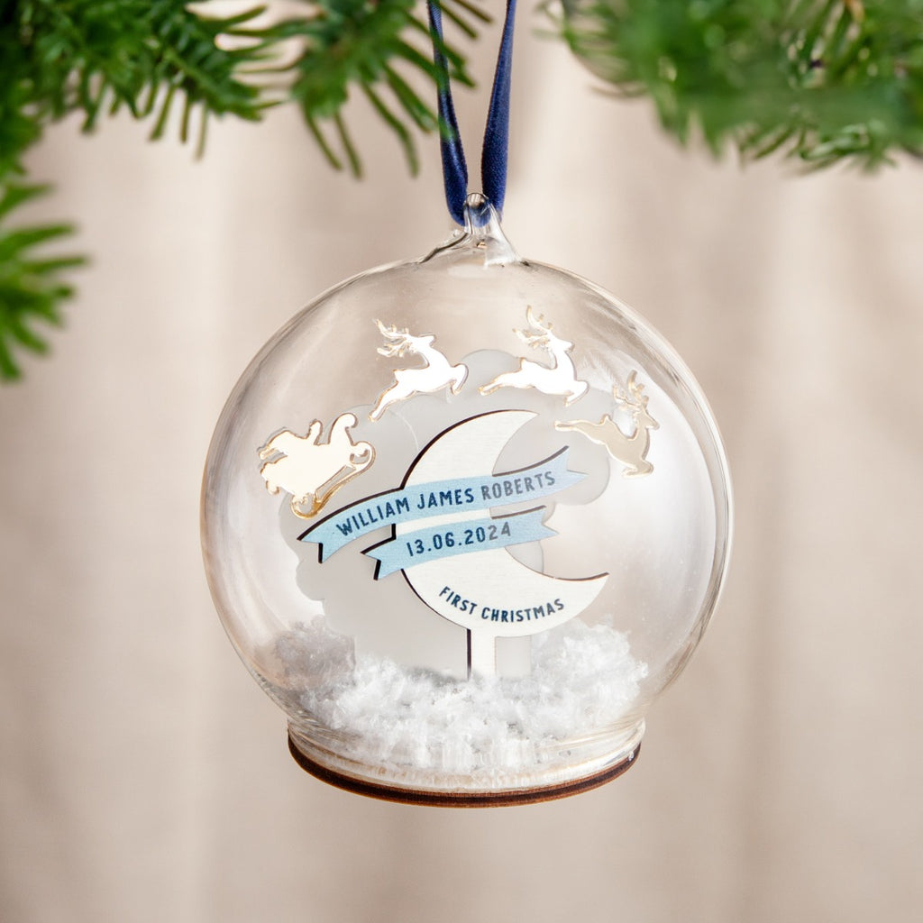Sleigh & Moon Personalised First Christmas Bauble – No Ordinary Gift