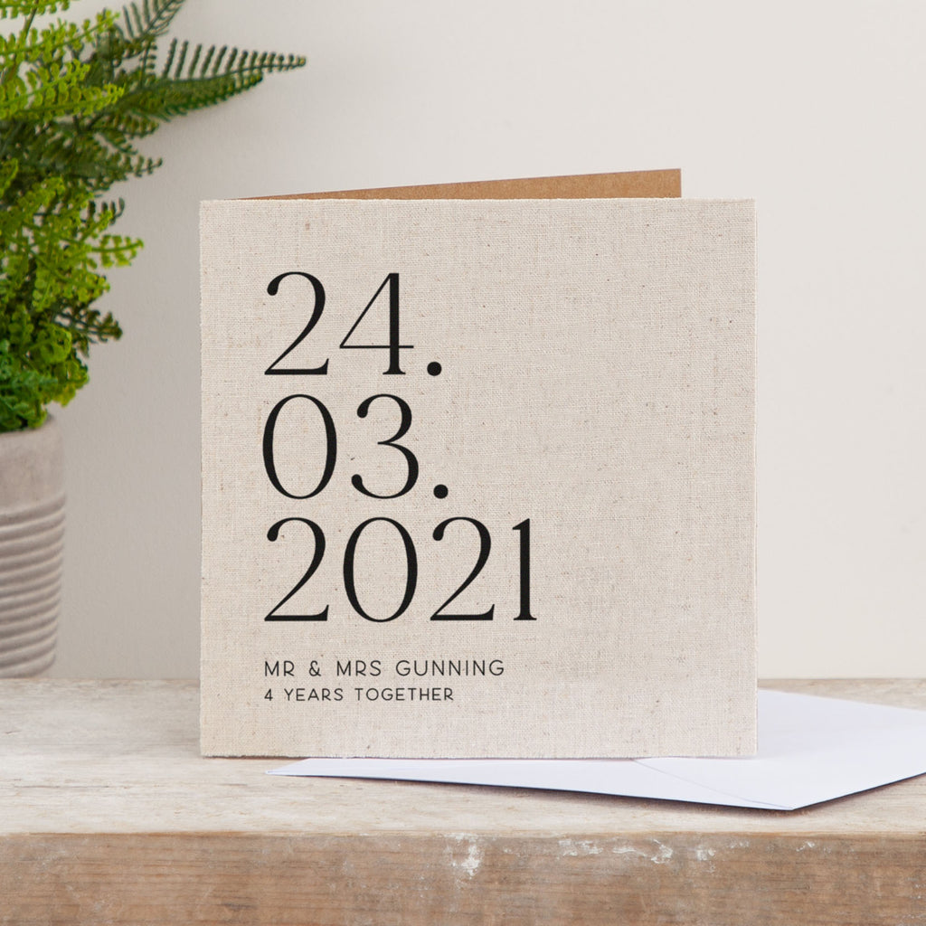 Big Date Linen Anniversary Card – No Ordinary Gift