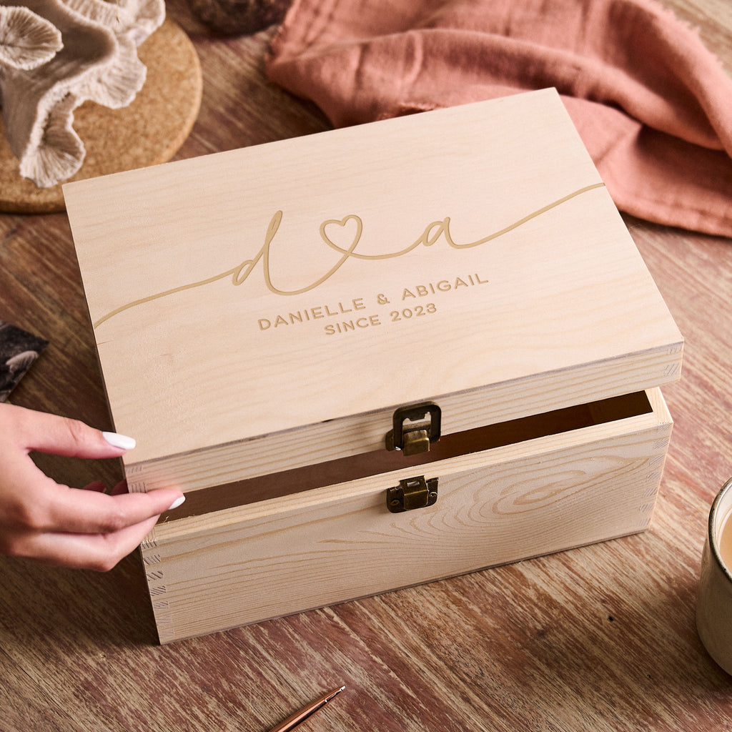 Personalised Couples Initials Memory Keepsake Box – No Ordinary Gift