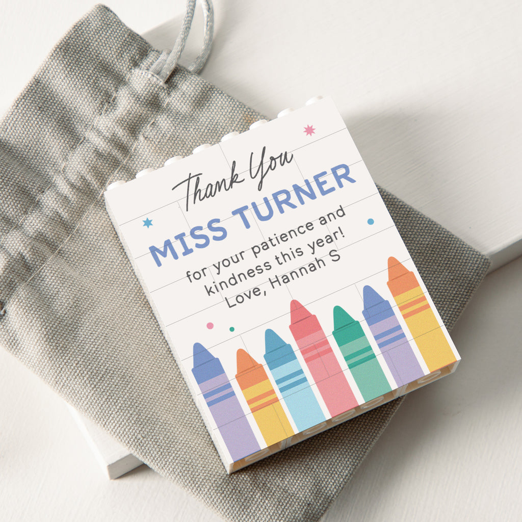 Crayons Thank You Teacher Building Block Keepsake Gift – No Ordinary Gift