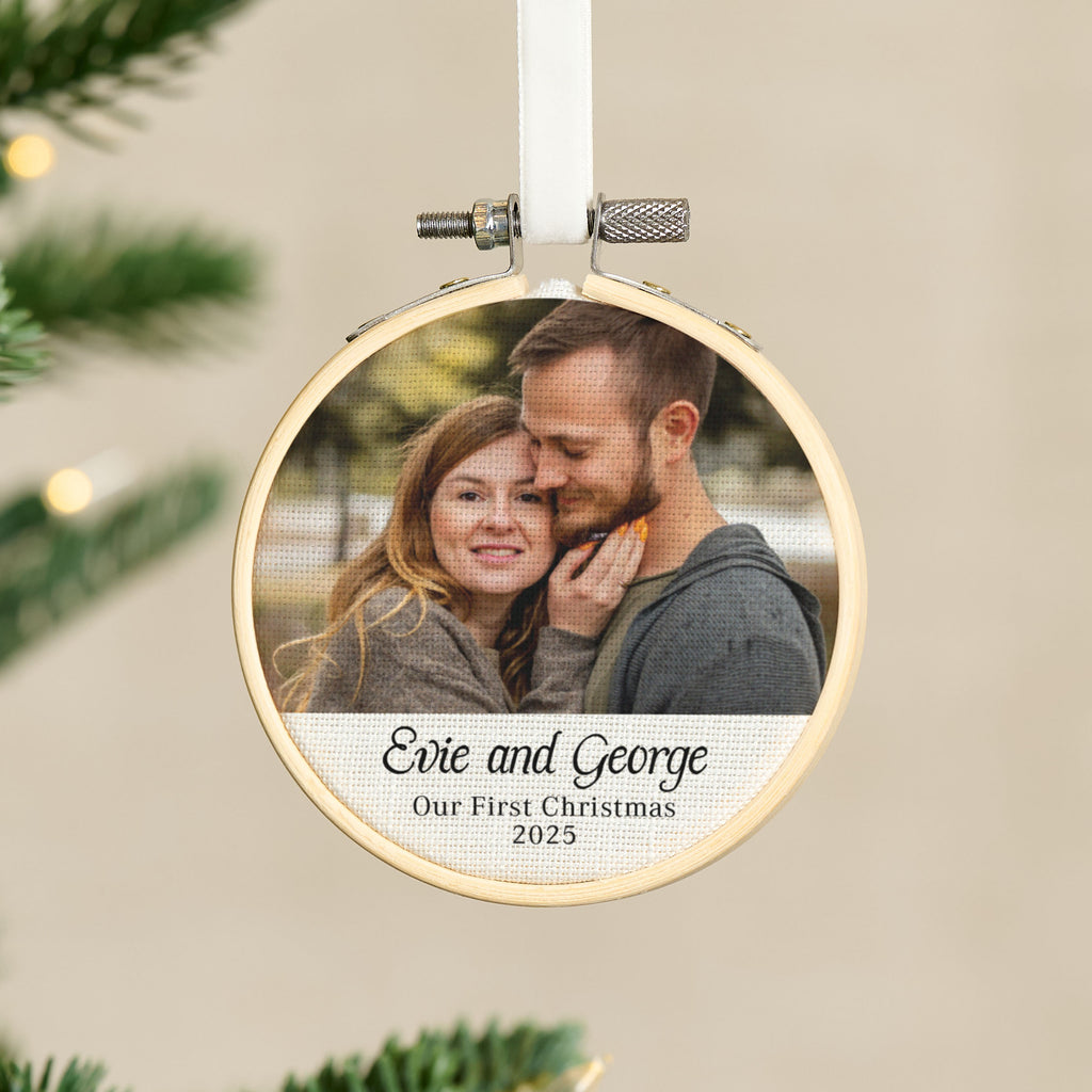 Personalised Couples Photo Hoop Christmas Tree Decoration | Couples ...