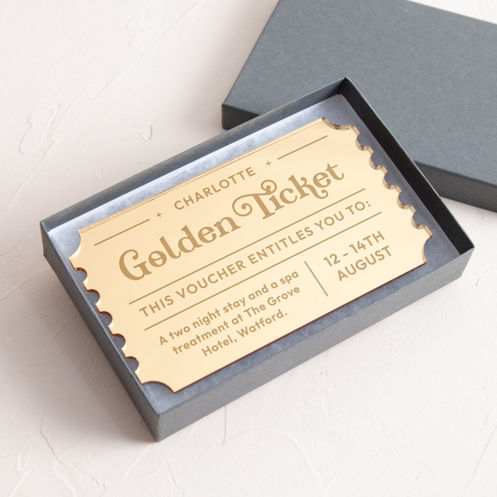 Personalised Golden Ticket Keepsake | Experience or Event Ticket Gift ...