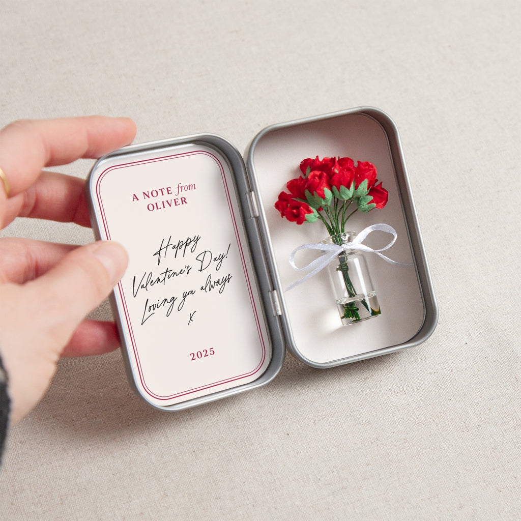 A Dozen Forever Roses Keepsake in Mini Tin – No Ordinary Gift