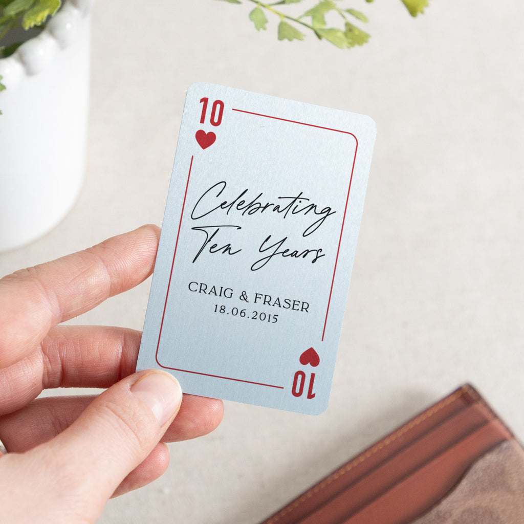 10 Year Tin Anniversary Personalised Wallet Card – No Ordinary Gift