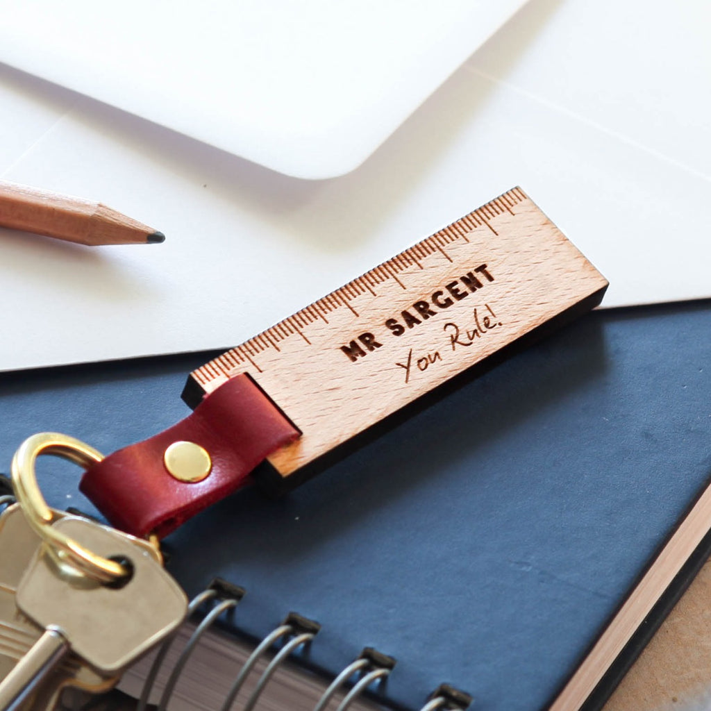 Personalised Wooden Ruler keyring – No Ordinary Gift