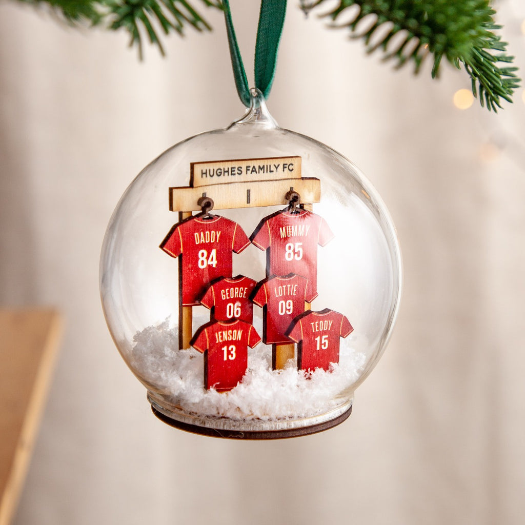 Personalised 3D Wooden Family Football Shirts Bauble – No Ordinary Gift
